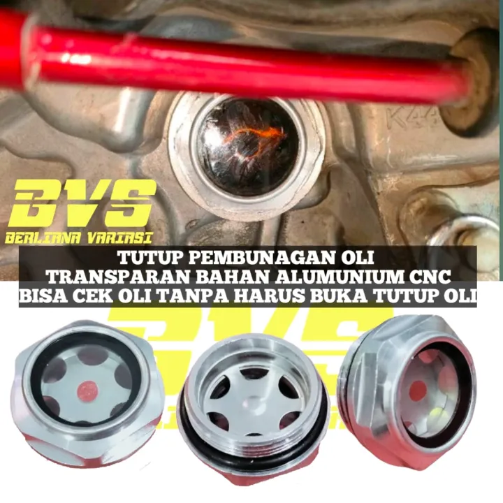 Tutup pembuangan oli transparan alumunium cnc tutup oli variasi ...