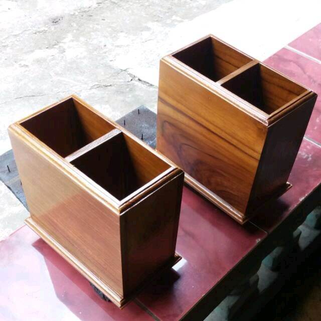 tempat sendok atau tempat botol kayu jati | Lazada Indonesia