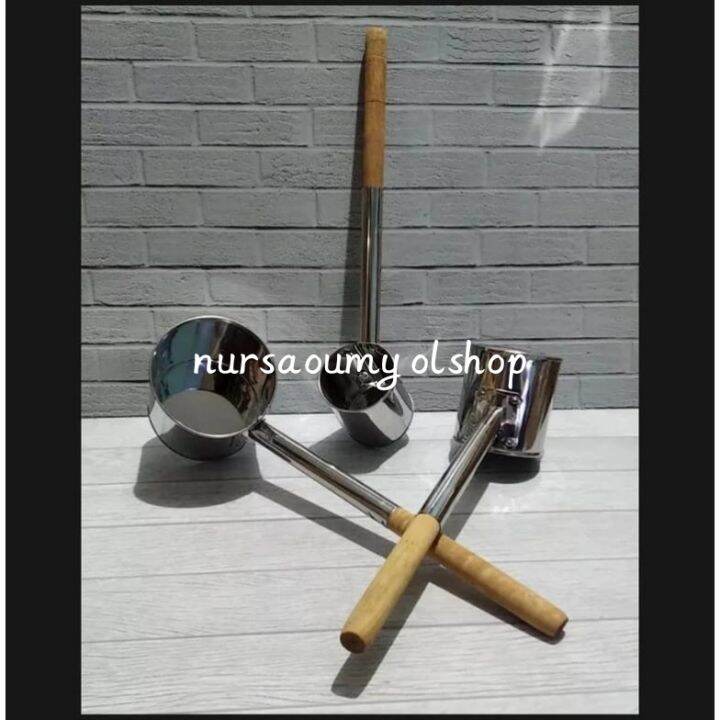 Gayung Air Stainless Gagang Kayu/Gayung bajigur/Gayung Es Buah | Lazada ...