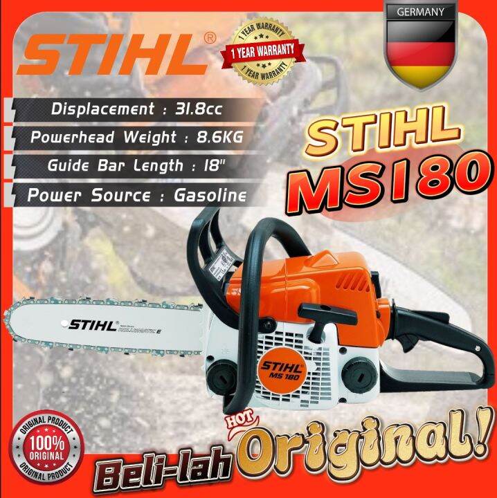 STIHL GERMANY MS180 18" Chain Saw 100% Original Mesin Potong Pokok ...