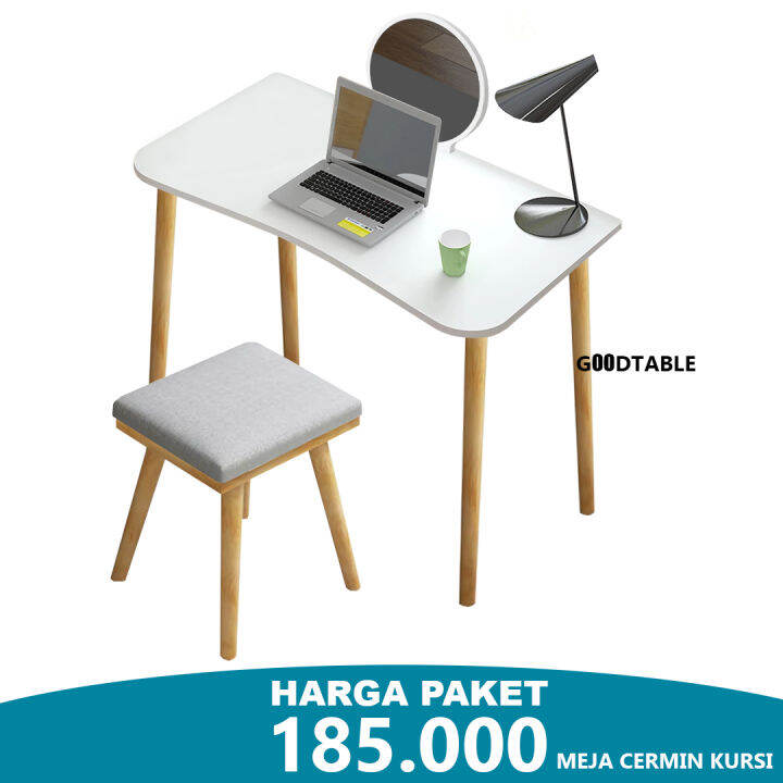 meja rias minimalis (paket lengkap meja cermin kursi) | Lazada Indonesia