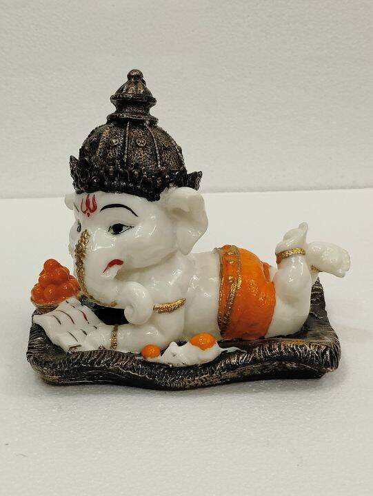 5 inches Polyresin Ganesha Reading Book with Mushak Showpiece / home ...
