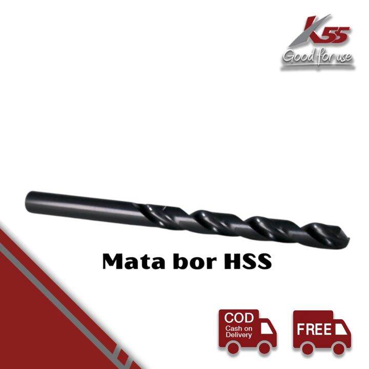 K55 Mata Bor HSS Special Black Straight Twist satuan Melubangi ...