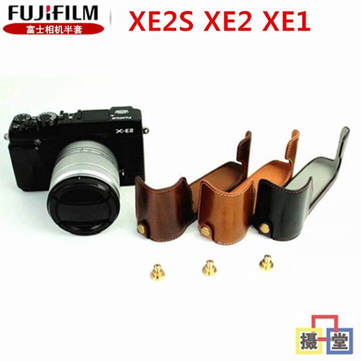 Fujifilm X-E3 X-E2S XE2 XE1ไมโครโมโนกระเป๋ากล้อง XE3เคสหนังฐานหนังแท้ครึ่งชุดกระเป๋ากล้อง ...