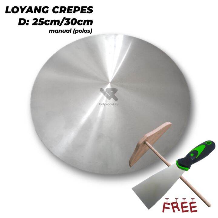 Loyang Crepes Manual Lengkap Dengan Scrap dan Perata Kayu /Wajan Crepes ...