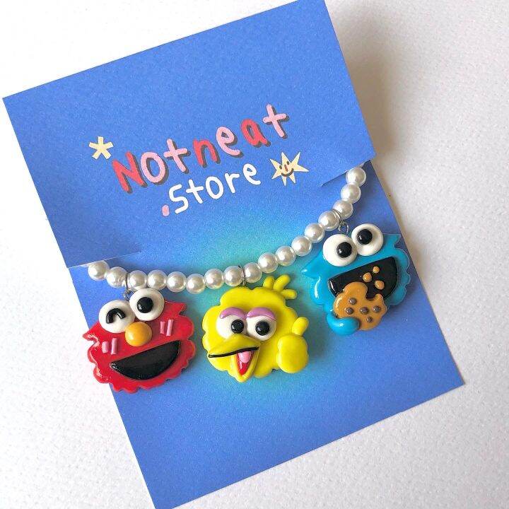 Preorder สร้อยดินปั้น hand made Sesame street (made to order 5-8 days ...