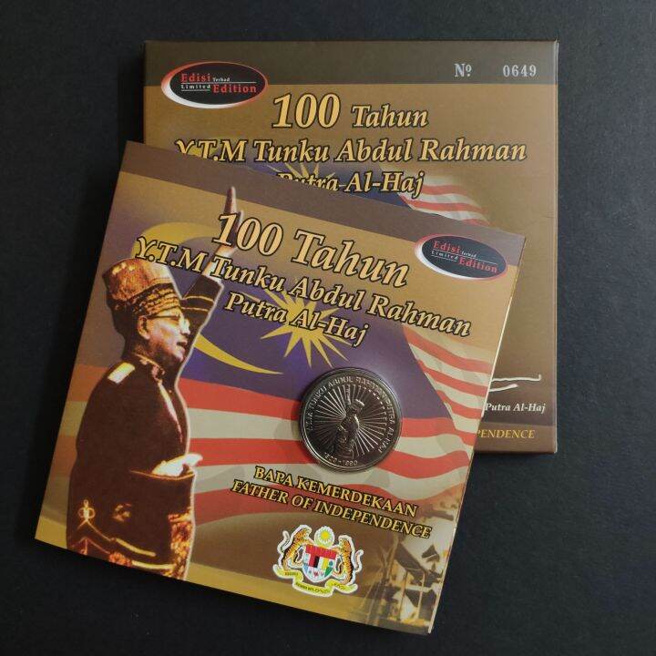 [ COIN CARD ] COMMEMORATIVE COIN CARD 100 YEARS YTM TUNKU AB. RAHMAN PUTRA AL-HAJ *BAPA ...