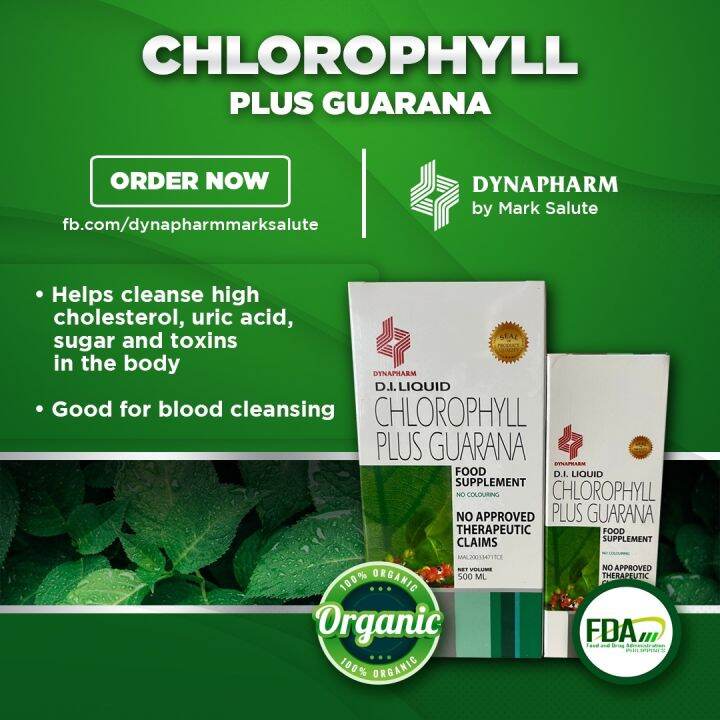 Chlorophyll plus guarana dynapharm organic removes toxins in the body like cholesterol uric acid ...