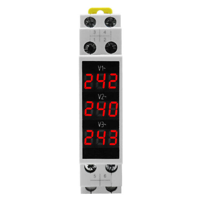 BV-3RDin Rail Mount Three Phase Voltage Meter AC 80-500V Modular ...