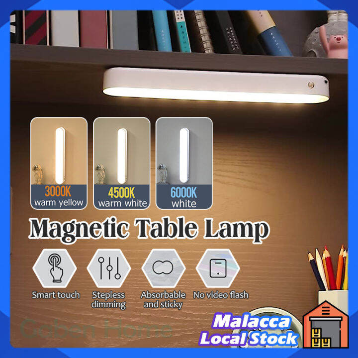 Magnetic Table Lamp LED Portable Hanging Touch Desk Lamp 3 Color ...