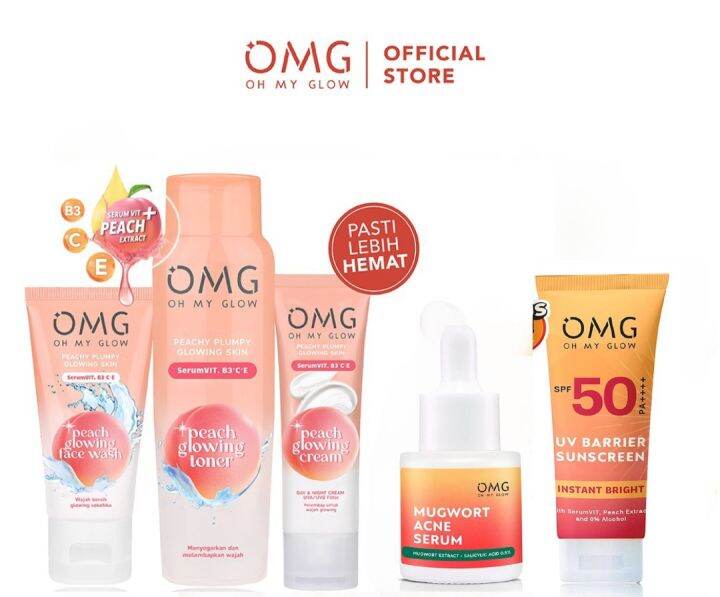 OMG Oh My Glow Spesial Bundle ( Facialwash , Toner, Cream, Serum ...