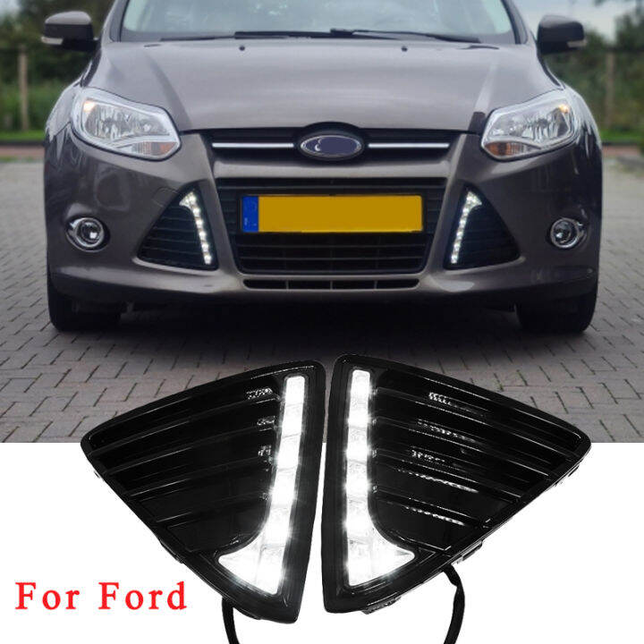 DV 12V Automotive LED Daylight Headlights for Ford Focus 3 MK3 Daylight ...