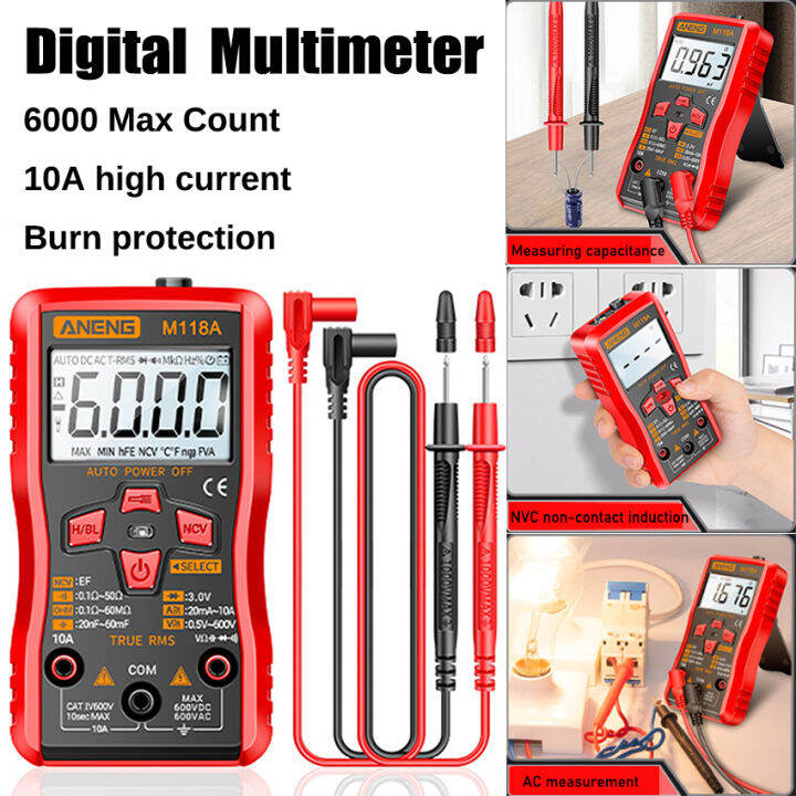 M118A Backlight Digital Multimeter Non Contact Stable LCD Display ...