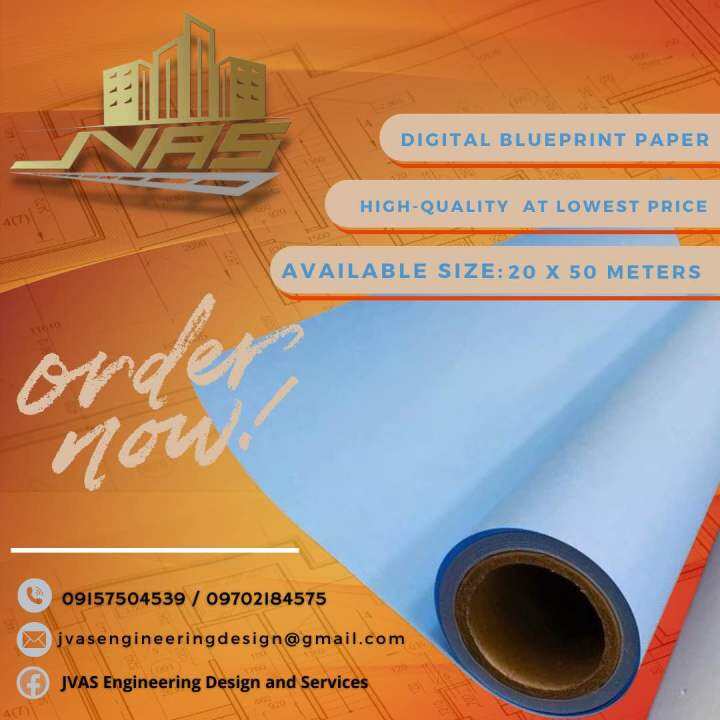 Blue Paper 20 inch x 50 meters Roll 2 inch core 80/85 gsm (DUAL SIDE ...