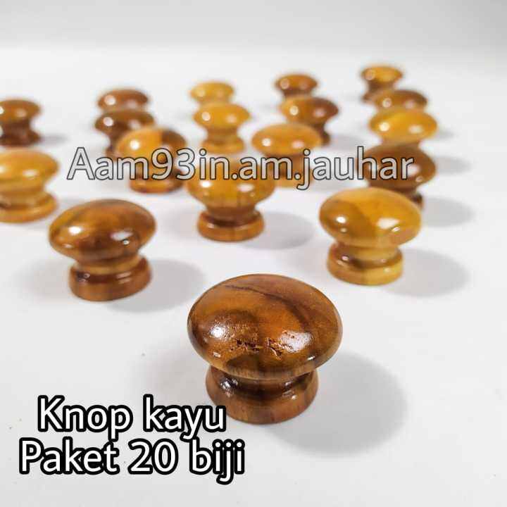 20 Biji Varian Paket knop kayu jati diameter 3 cm tarikan laci dan ...