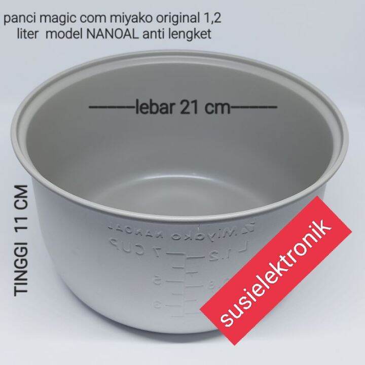 panci magicom Miyako original ukuran 1.2 liter bahan nanoal warna abu | Lazada Indonesia