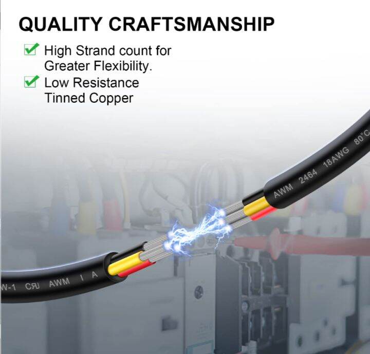 UL2464 1M Black AWG24 Wire 2 3 4 5 6 7 8 9 10Core Signal Wire Tinned Copper PVC Insulated Sheath ...