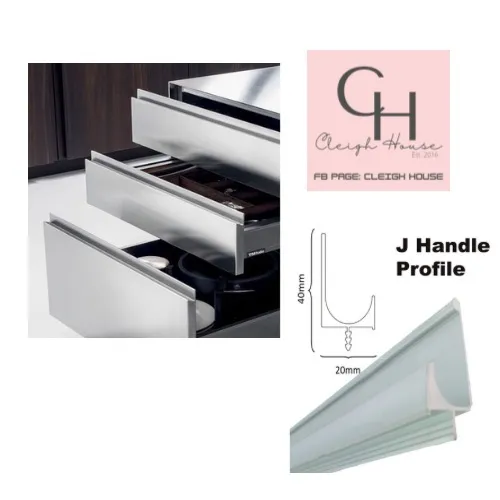 aluminum Continous cabinet J grab handle J-type satin silver | Lazada PH