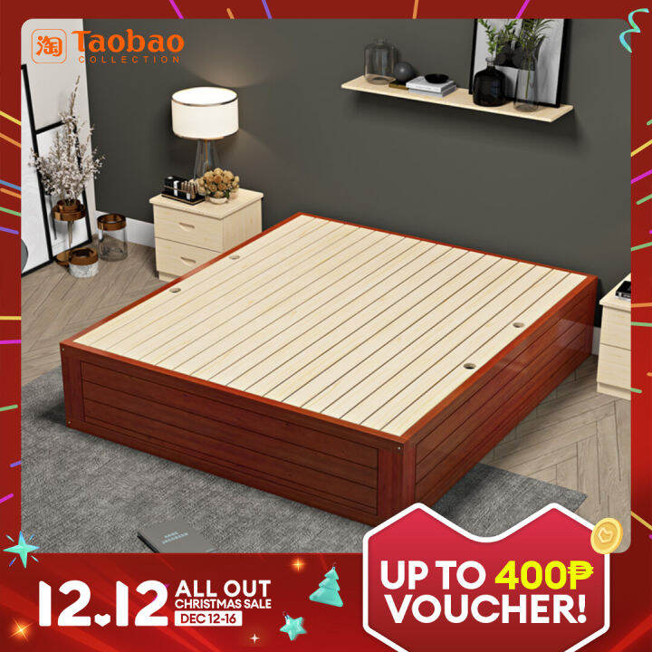 Modern Minimalist Solid Wood High Box Storage Bed Tatami Platform Bed ...