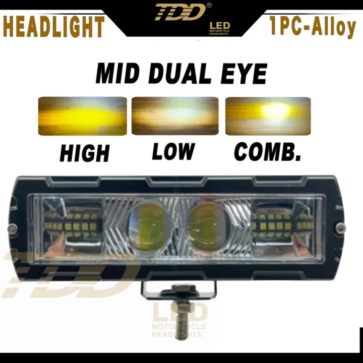 TDD Original HEADLIGHT STRAIGHT (30W) 3 MODE Light MID DUAL EYE Alloy ...