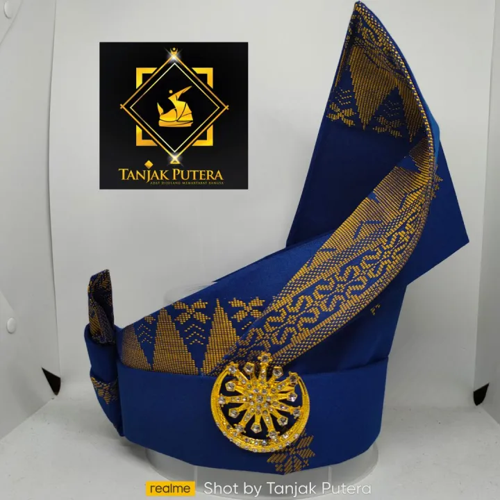 Tanjak Songket Bunga Tabur + Dokoh Royal Blue Dewasa | Lazada