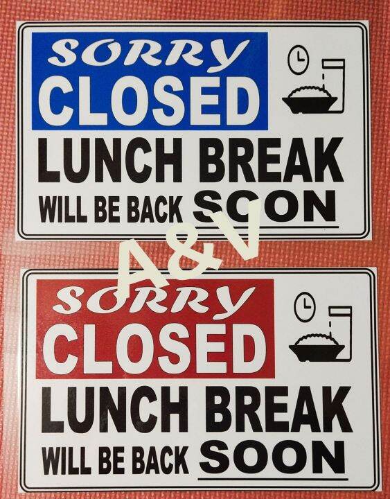 Laminated Lunch Break A4 size signage | Lazada PH