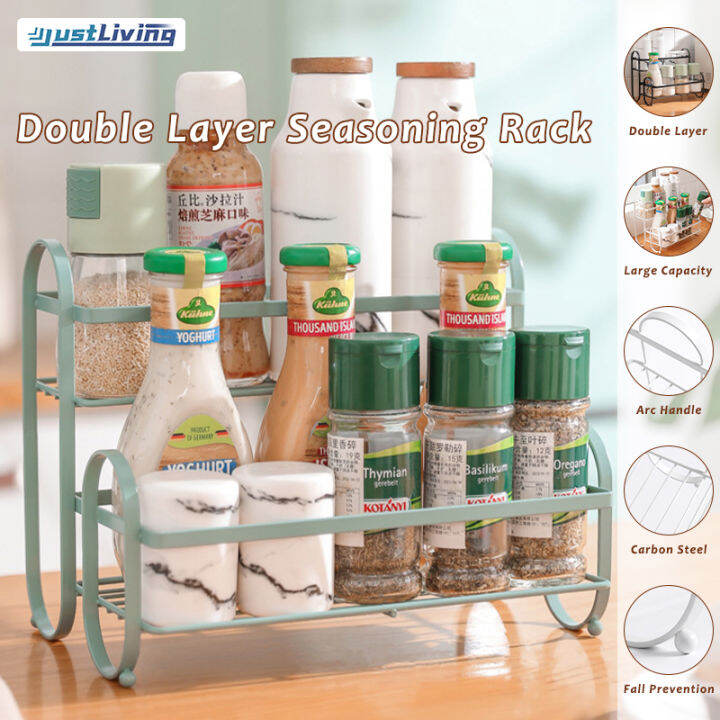 JustLiving 2 Tiers Kitchen Countertop Condiment ans Spice Standing Rack ...