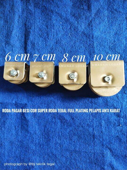 roda pagar 10 cm besi cor super roda tebal full plating pelapis anti ...