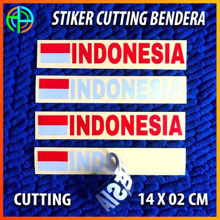 (isi 04 lembar) Sticker Indonesia Bendera 14x2CM Reflectif Cutting ...