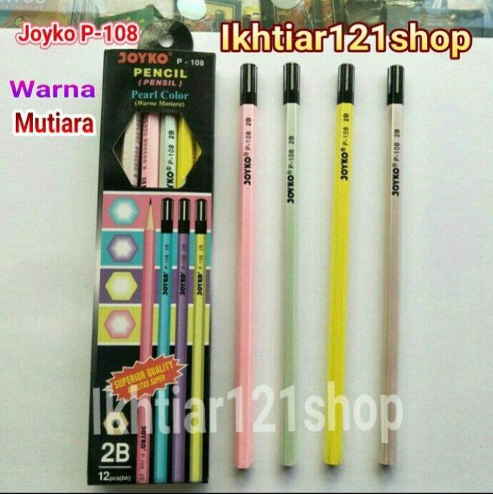 Pensil/Pencil 2B Joyko P-108 Warna Mutiara Harga Satuan Grosir | Lazada ...