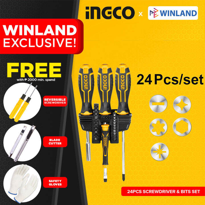 INGCO by Winland 24pcs Screwdriver and Bits Set HKSDB02482 ING-HT ...