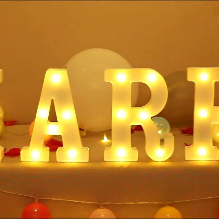 LED Light 3D English Letter Alphabet Number Word Party Decoration ...