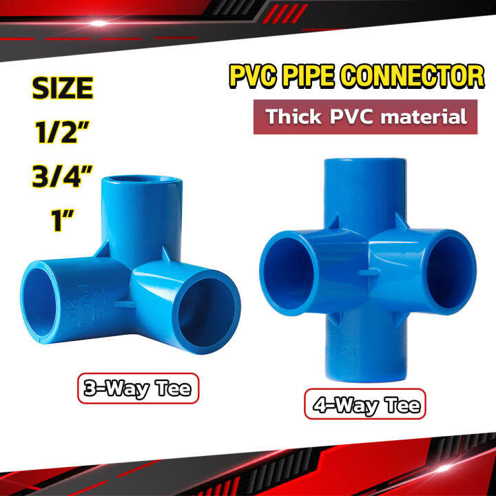 BIBLIO PVC Pipe Connector 3/4" 1/2" 1" Water Line 3-Way Tee 4-Way Tee ...