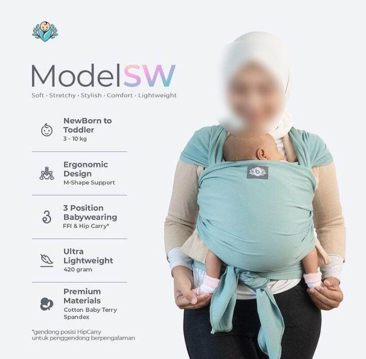 STRETCHY WRAP/ MODEL SW gendongan Newborn bayikuid ergonomis | Lazada ...