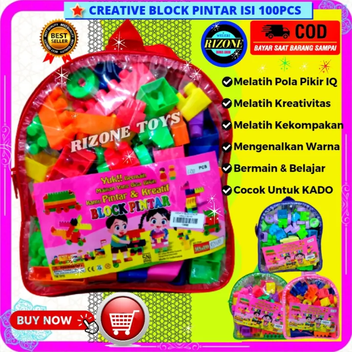 Mainan Edukasi Anak Puzzle Kreative Block Tas Punggung Rangsel Mika ...