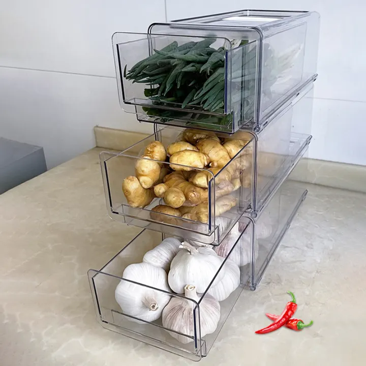 Kitchen Garlic Head Ginger Garlic Ginger Storage Drawer Type Ginger ...