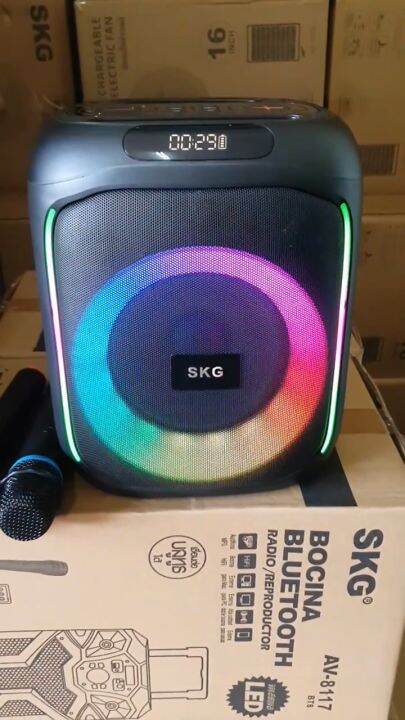 SKG ลำโพงบลูทูธ ลำโพงพกพา 6.5นิ้ว x1ดอก ไมค์ลอย2ตัว แสงสีวิบวับ เปลี่ยนโหมดไฟได้ 30W RMS. รุ่น ...
