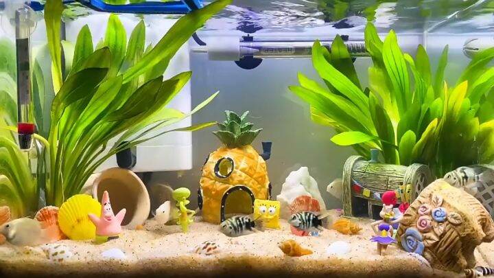 SpongeBob Fish Tank Micro Landscape Decor Pineapple House Fish Shrimp ...