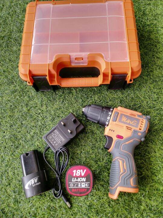 18v Wave mini size Brushless motor Cordless drill c/w 2Pc battery (Ready stock)Mesin Bor Tangan ...
