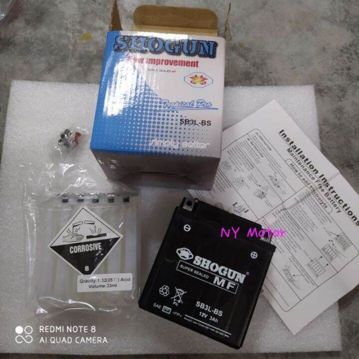 SHOGUN battery YB3L for Y100 Y125 Y110 Kriss (no stater) | Lazada