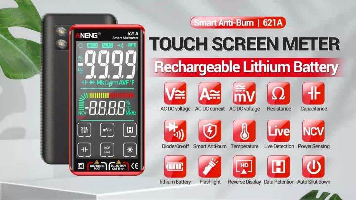 ANENG 621A Universal Touch Screen Intelligent Digital Multimeter 9999 Counts Auto Range ...