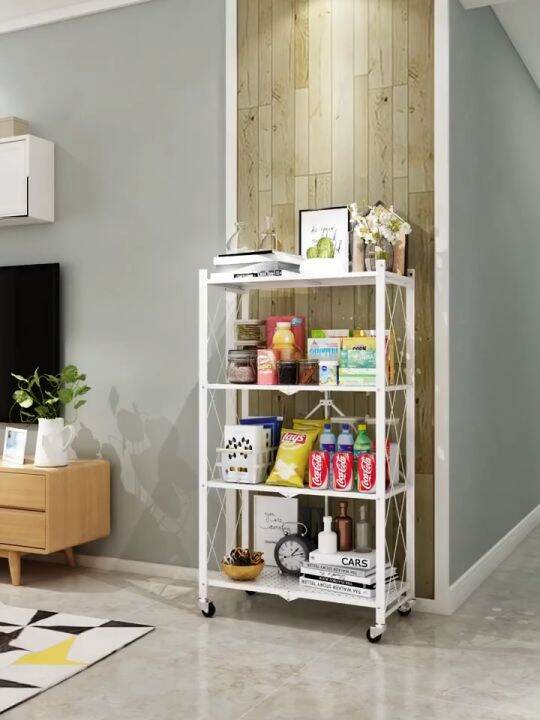 TADINI Foldable Storage Rack With Wheel Rak Dapur Rak Kabinet Dapur Rak ...