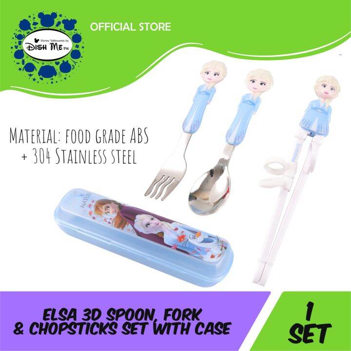 Elsa (Frozen II) 3D Spoon, Fork & Chopsticks Set with Case | Lazada PH