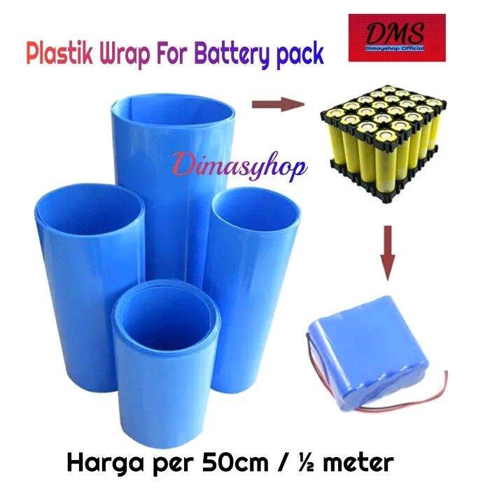 Plastik wrap PVC heatshrink Bungkus Baterai pack lithium blue | Lazada ...