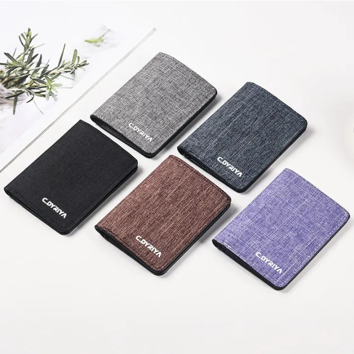 Canvas Short Small Wallet Men's Ultra-Thin Mini Driving License Card ...