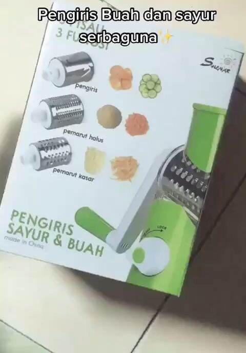 Alat Pemarut/pengiris Sayur/buah Putar Tangan 3 In 1 Bahan Plastik ...