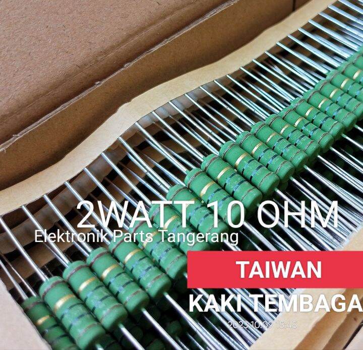 (10 buah) RESISTOR 2WATT 10 OHM TAIWAN KAKI TEMBAGA RESISTOR 2W 10 OHM RESISTOR 2 WATT 10 OHM ...