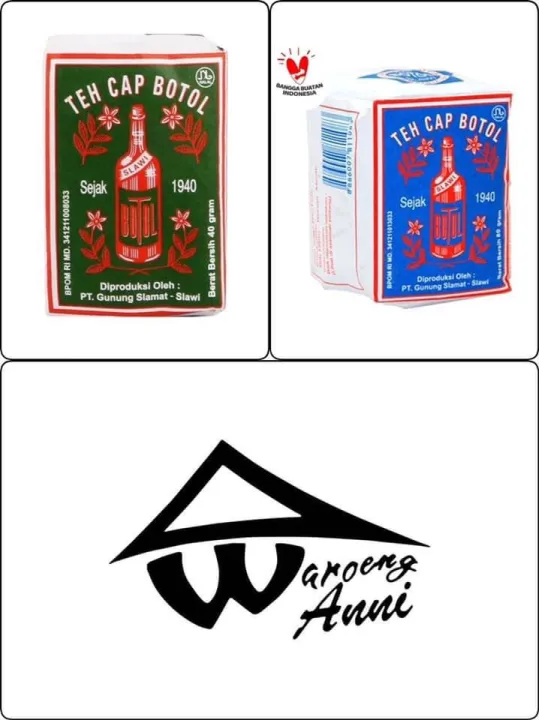 Indonesia Bottle Brand Loose Tea Blue & Green pack / Teh Bubuk Cap ...