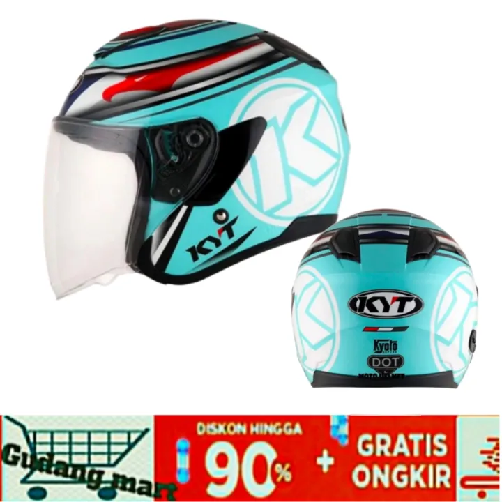 Helm KYT Kyoto Aquamarine Official KYT Original Helm Cowok Helm Cewek ...