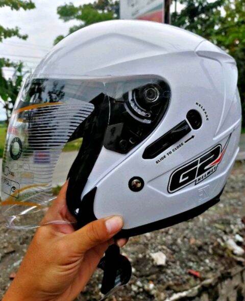 HELM G2 OPTIMAX WHITE SOLID DOUBLE VISOR | Lazada Indonesia